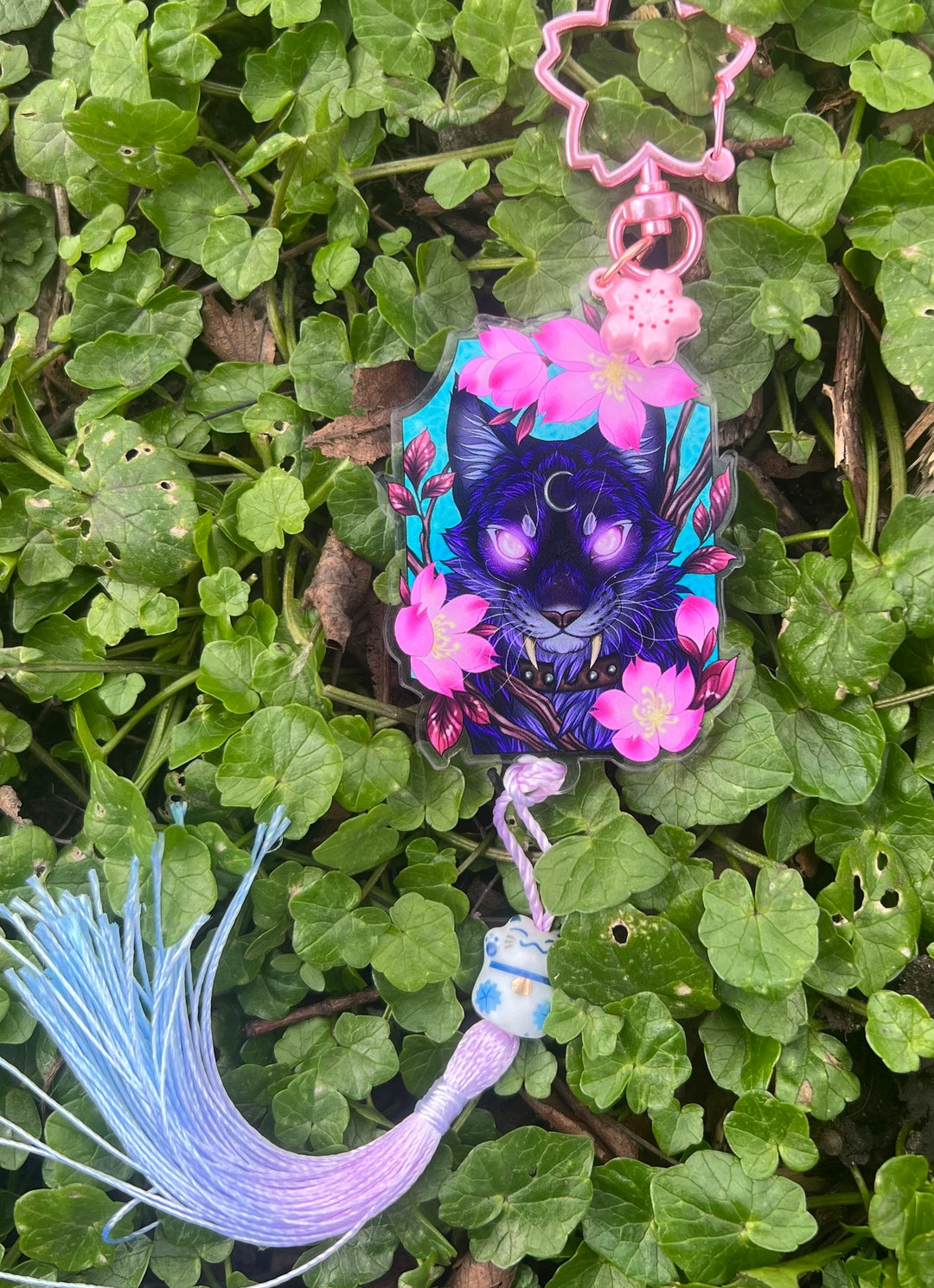 Night Elf Cat Omamori Double Sided Charm With Tassel - Etsy