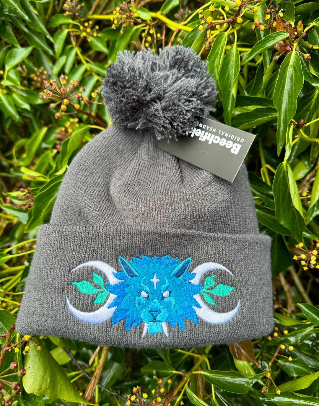 Blue Ghost of the Pridemother Druid Embroidered Beanie Bobble Hat - Etsy