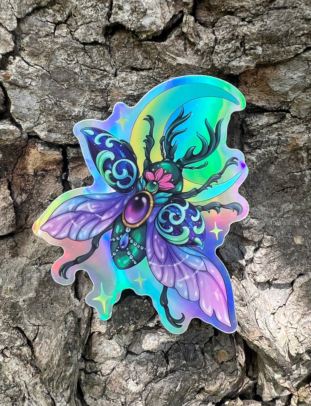 Holographic Luna Beetle Sticker 3" - Etsy