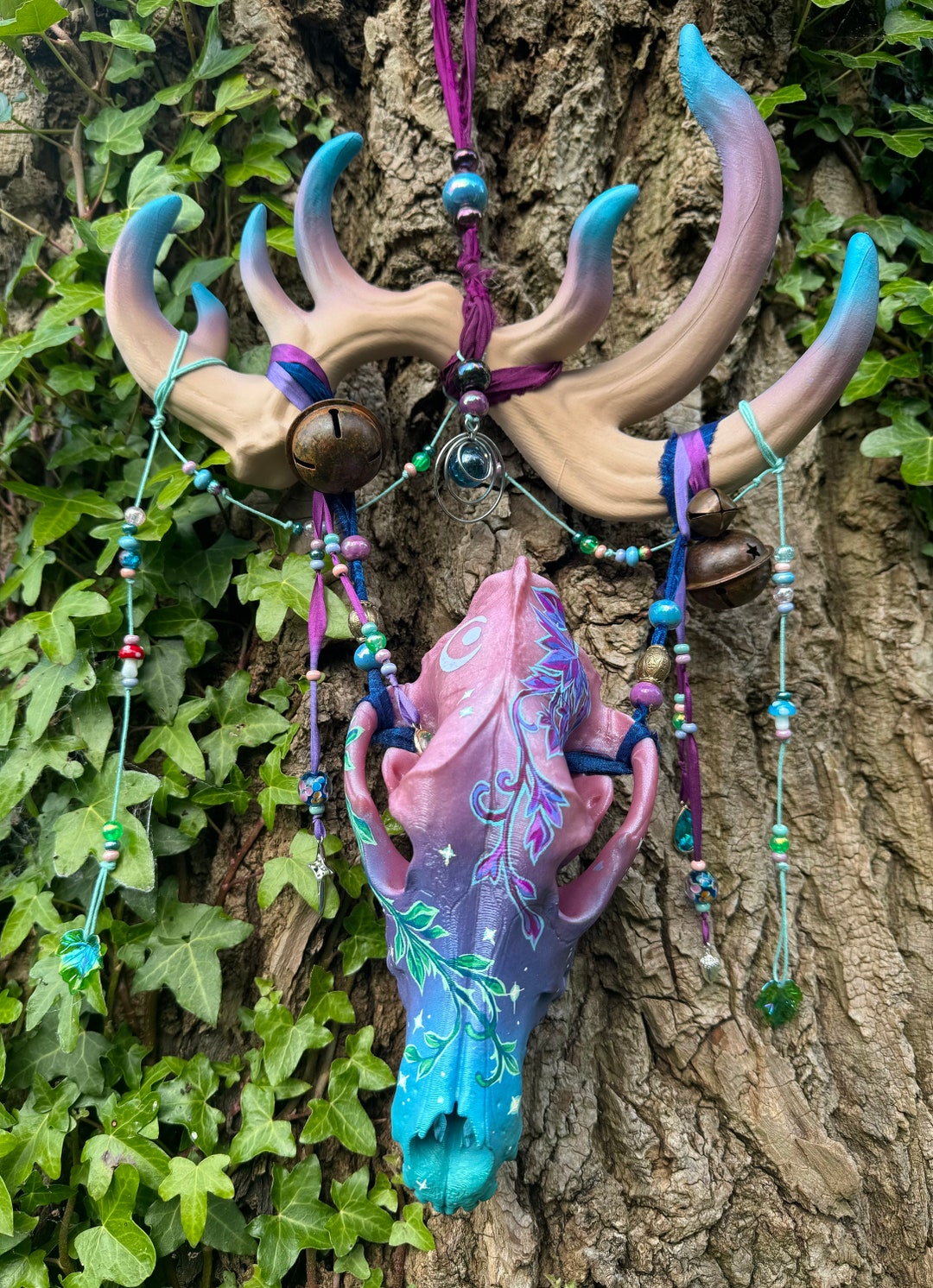 Wolf Druid Skull Hanging Ornament 30cm X 55cm - Etsy