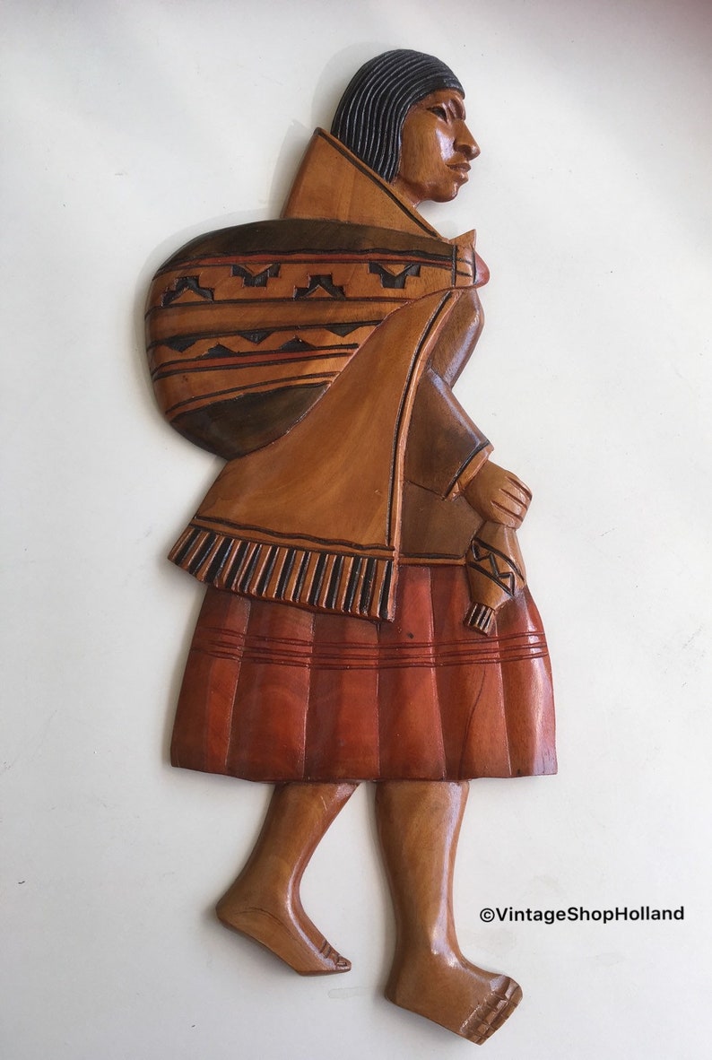 Wood carving Inca Indians wall decoration | Etsy