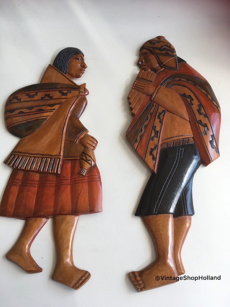 Wood carving Inca Indians wall decoration | Etsy
