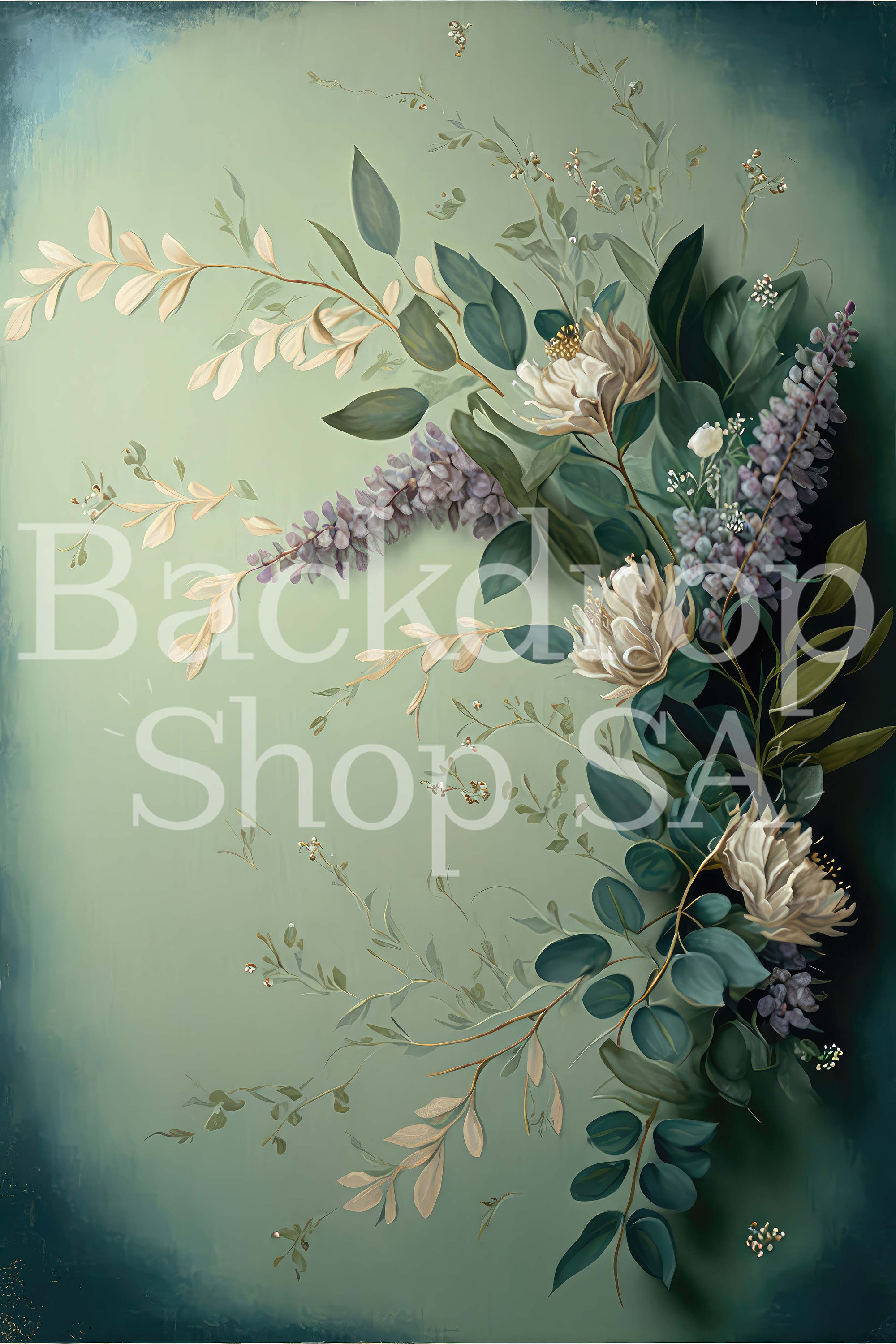 Turquoise Floral Digital Background - 4 BUNDLE - Etsy