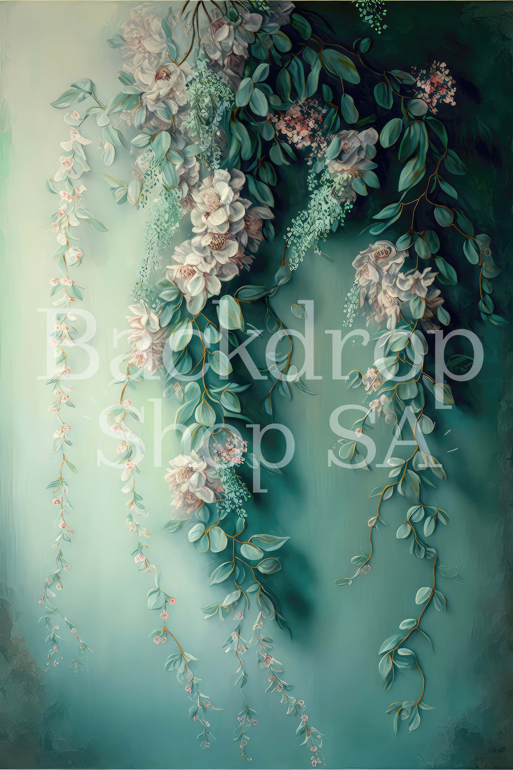 Turquoise Floral Digital Background - 4 BUNDLE - Etsy