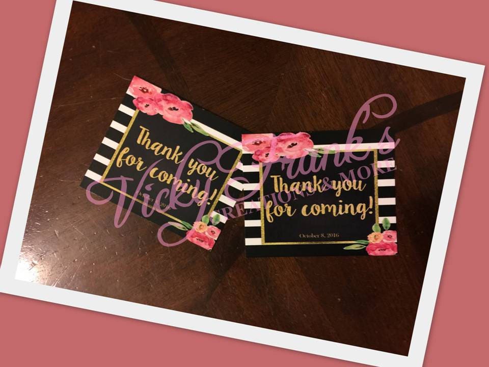 Kate Spade Inspired Thank You Card, Thank You Card, Kate Spade Favor ...