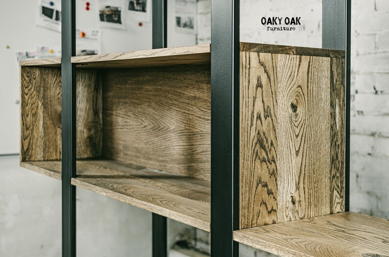 Industrial Style Shelf/ Modern Shelf/ Rustic Commode / Oak Commode ...
