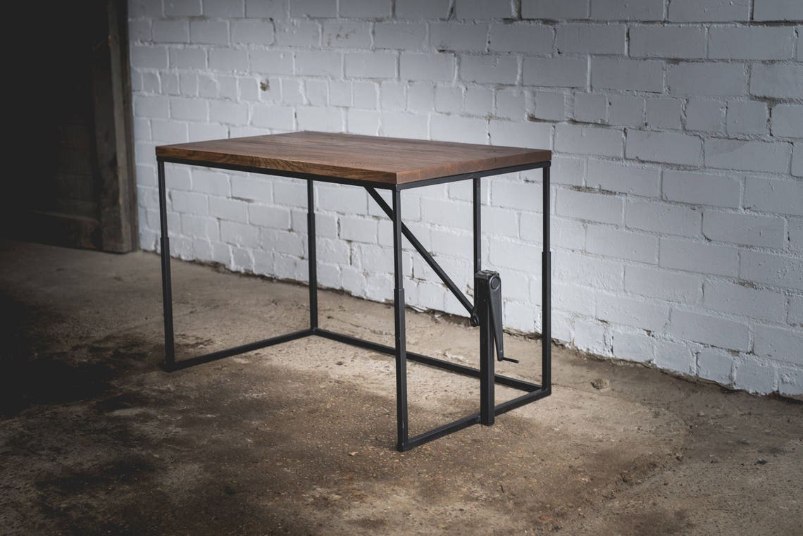 Industrial Desk / Oak Desk / Industrial Office Table / - Etsy