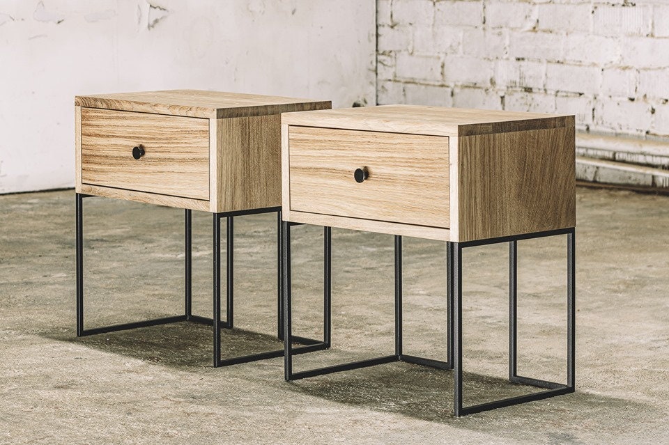 Industrial Bedside Tables Oak Bedside Tables - Etsy
