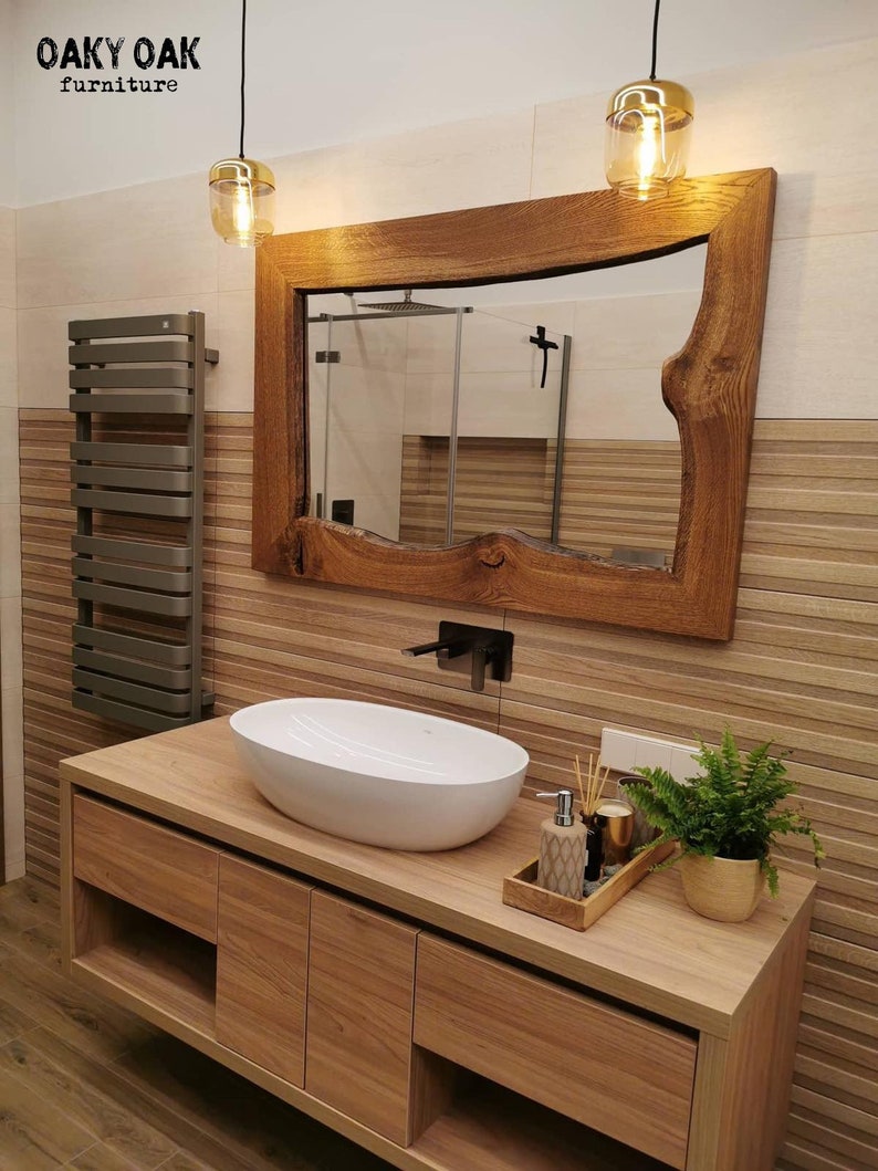 Industrial Oak Mirror Wooden Mirror Rustic Mirror Home Decor - Etsy