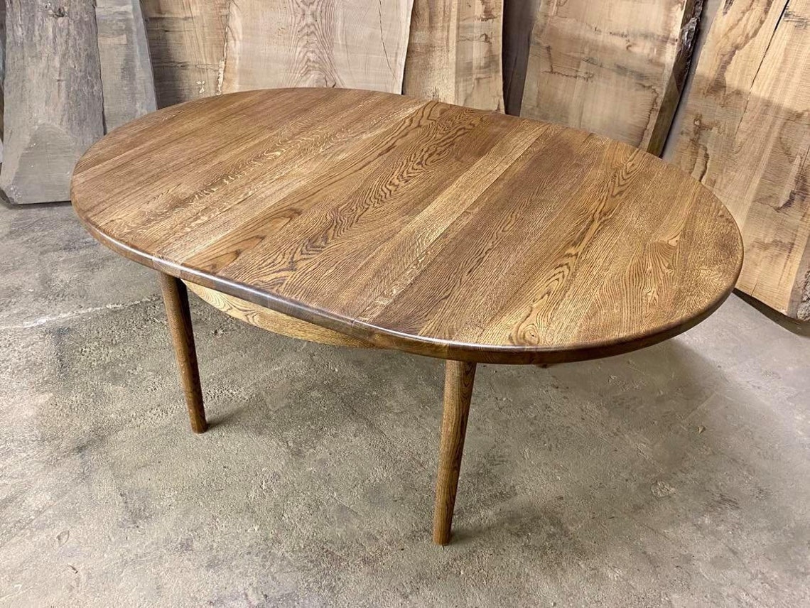 Oak Dining Table / Wood Dining Table / Handmade Furniture / Round Table ...
