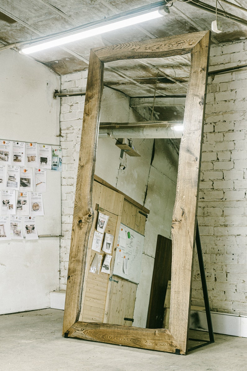 Industrial Oak Mirror / Wooden Mirror / Rustic Mirror / Home Decor ...