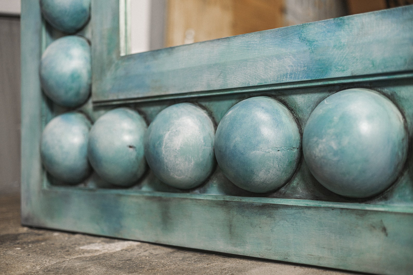Large Oak Wood Mirror With Orb Detail, Rustic Home Decor (235x175 Cm ...