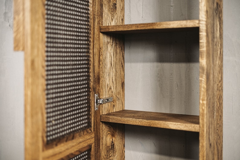 Industrial Style Rattan Cupboard / Modern Shelf/ Rustic Commode ...