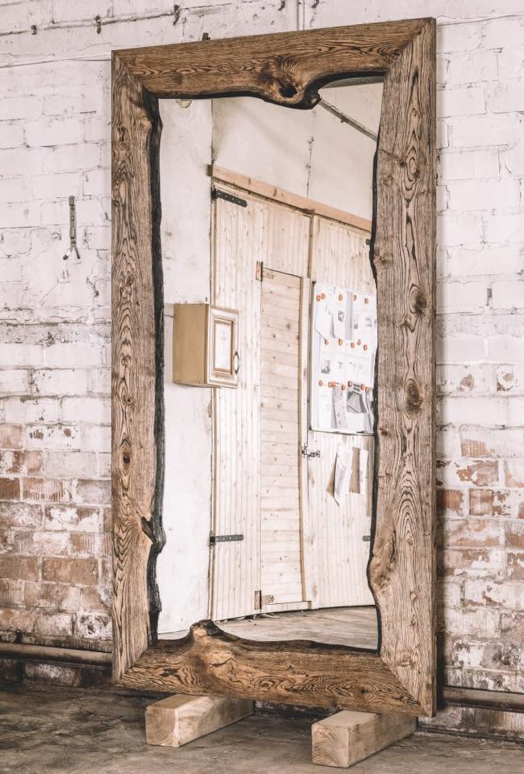Industrial Oak Mirror / Wooden Mirror / Rustic Mirror / Home Decor ...