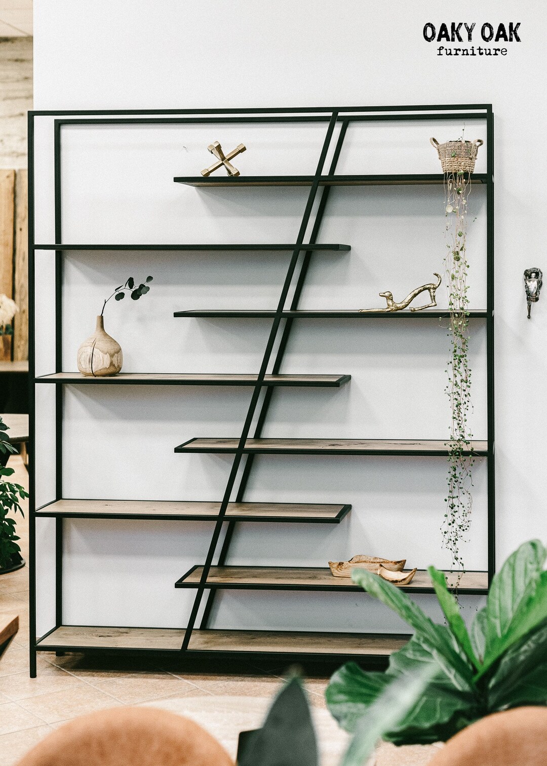 Industrial Style Shelf/ Modern Shelf/ Rustic Commode / Oak Commode ...
