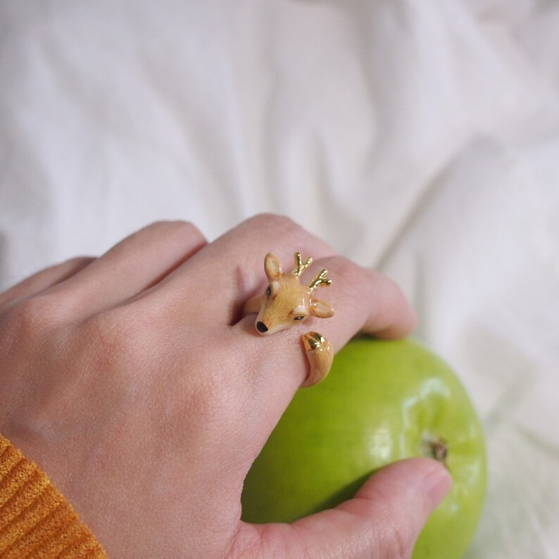 Deer Hug Ring Deer Ring Animal Jewellery Marylou hugging - Etsy