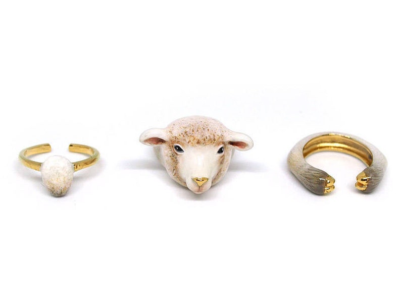Sheep Trio Ring Animal Jewelry Three pieces Ring | Etsy