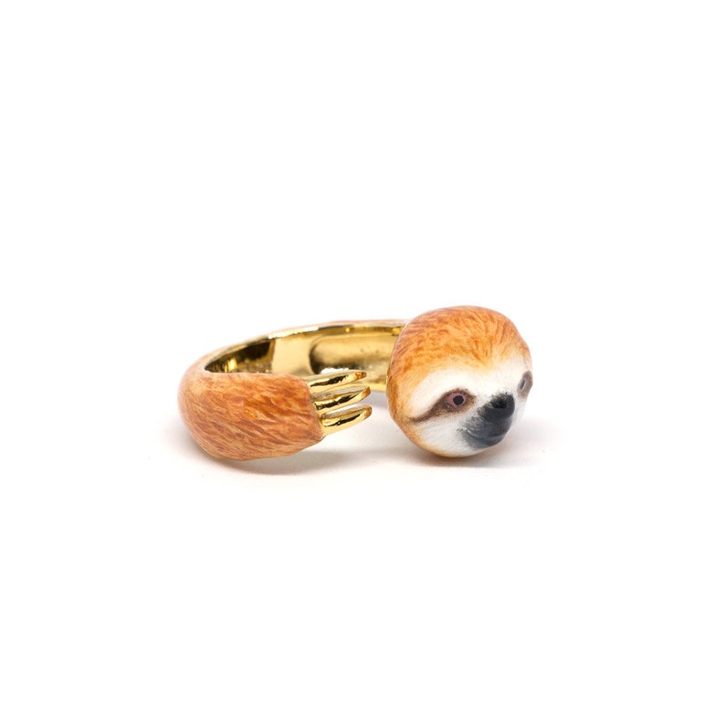 Sloth Ring Brown Sloth Ringanimal Jewellery Marylou - Etsy