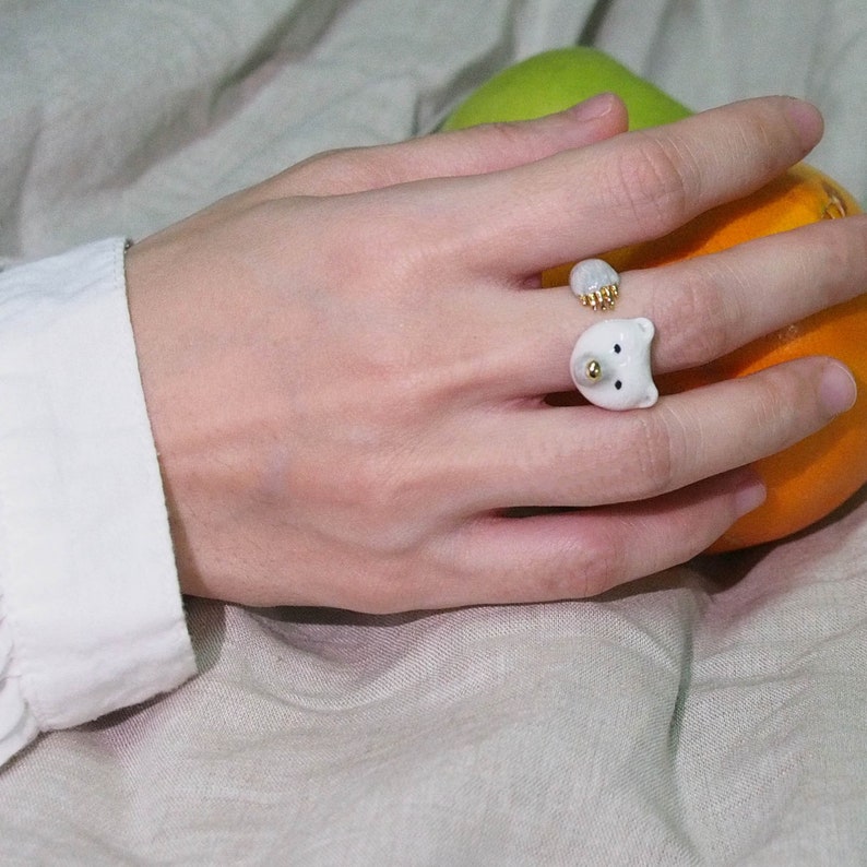 Bear hug ring White bear ring animal jewellery marylou | Etsy