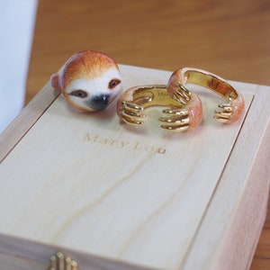 3-piece Brown Sloth Rings -animal Jewelry -three Pieces Ring Collection ...