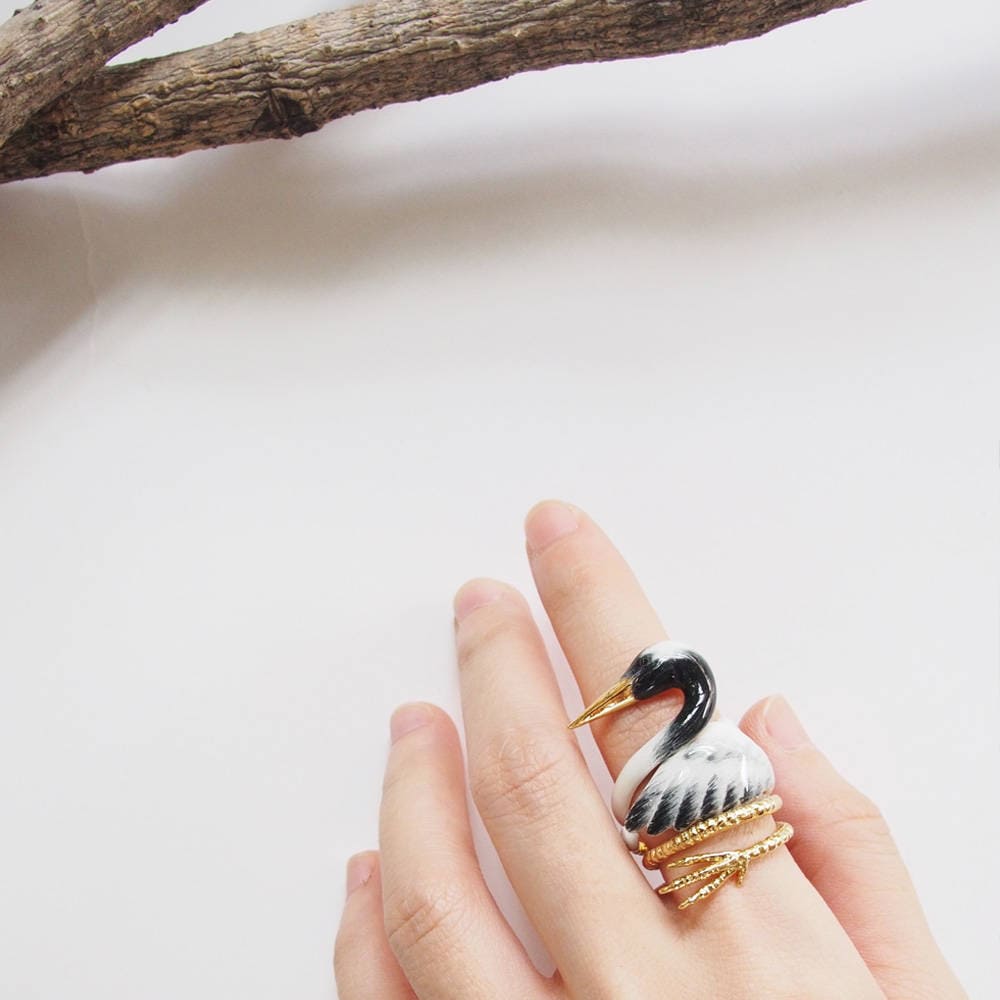 3-piece Red Crowned Crane Rings Animal Jewelry three Pieces - Etsy