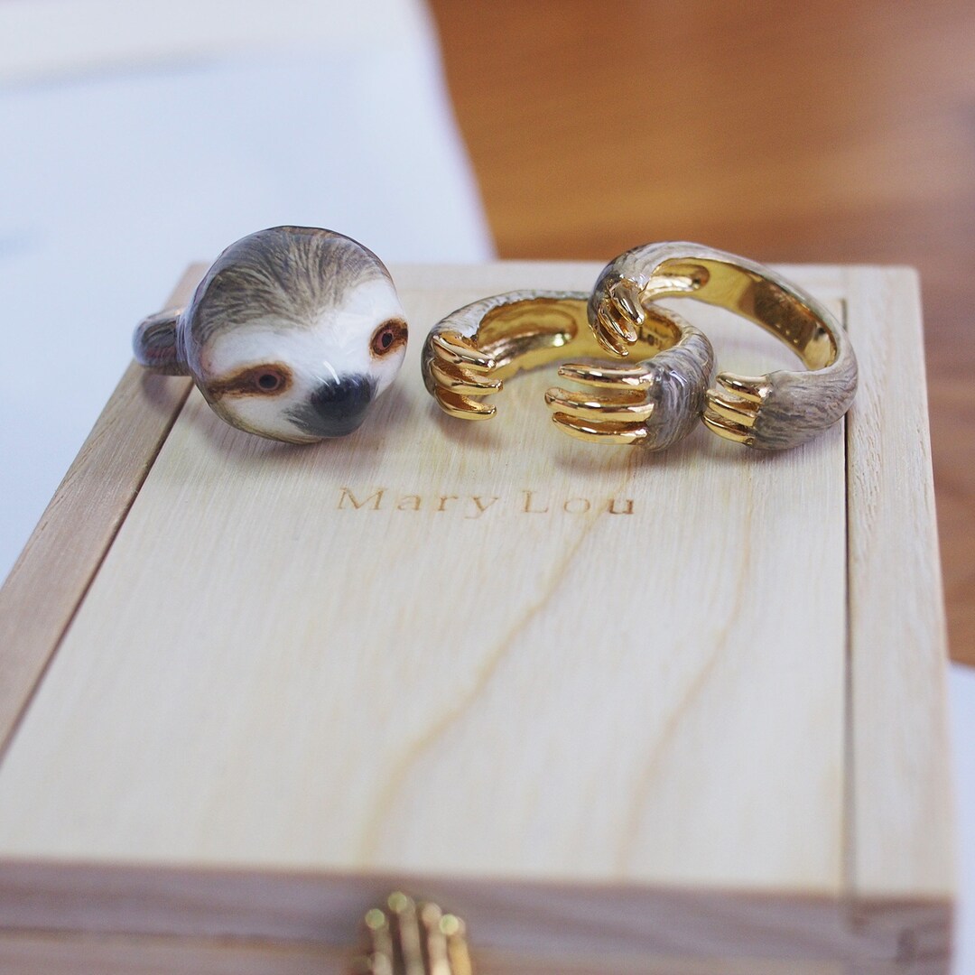 3-piece Grey Sloth Rings ,sloth Ring Set, Sloth Ring,animal Ring,three ...