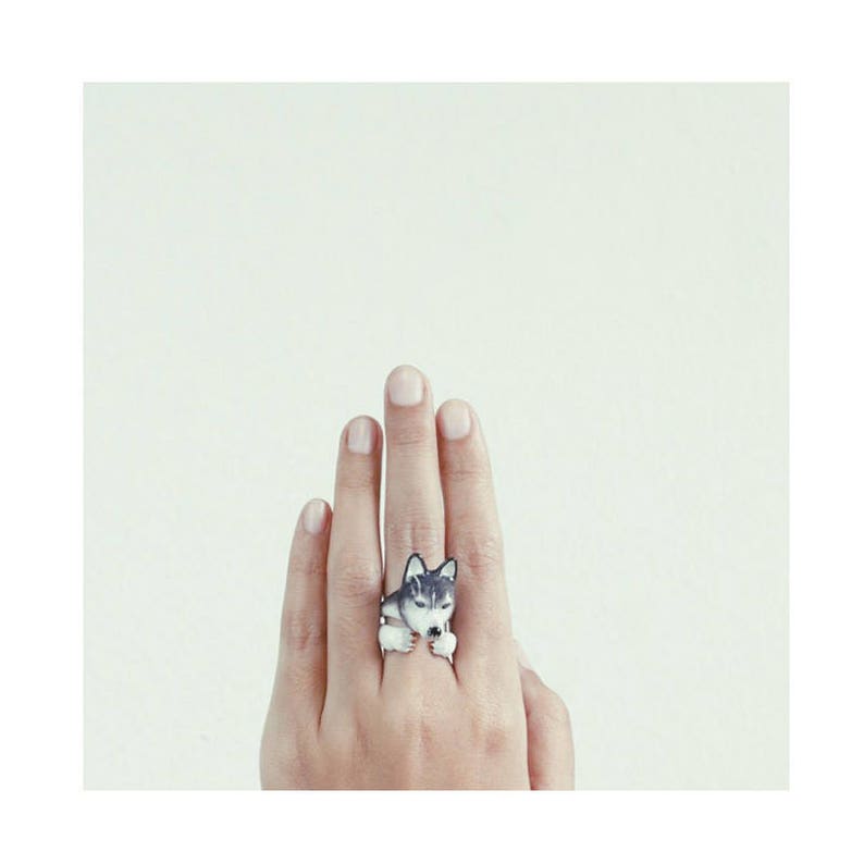 Husky Ring Set Animal Jewelry Two Pieces Ring Collection | Etsy