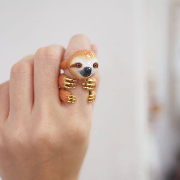 3-piece Brown Sloth Rings animal Jewelry three Pieces Ring | Etsy