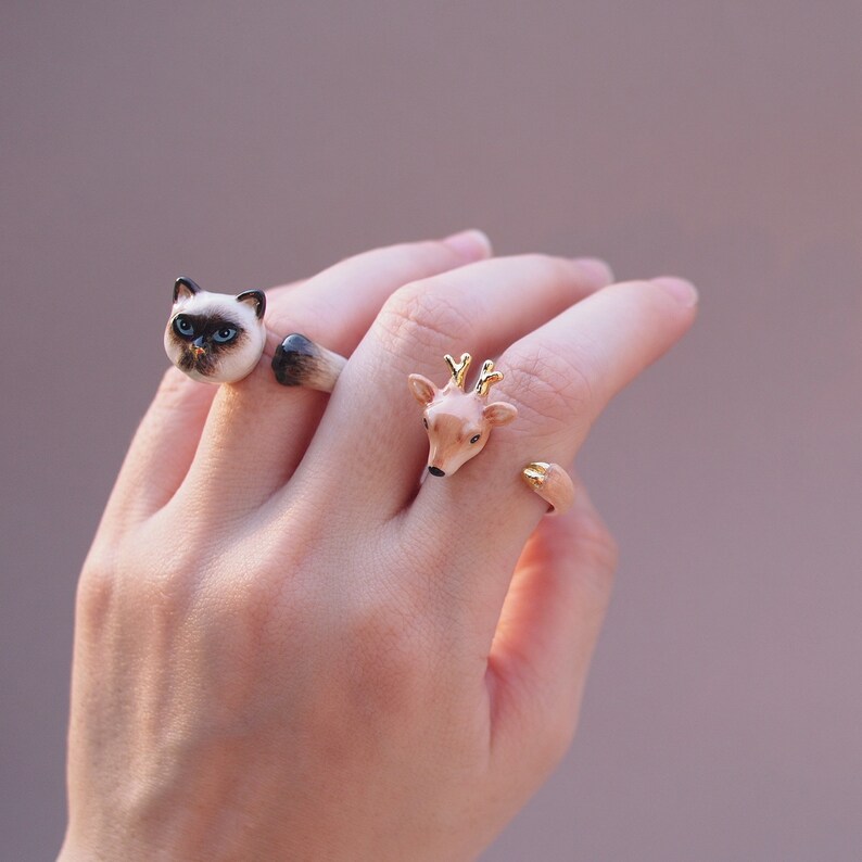 Deer Hug Ring Deer Ring Animal Jewellery Marylou hugging | Etsy