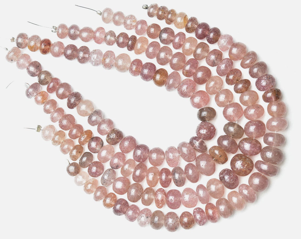 Red Strawberry Quartz Smooth Big Rondelle Gemstone Beads, Red Gemstones ...