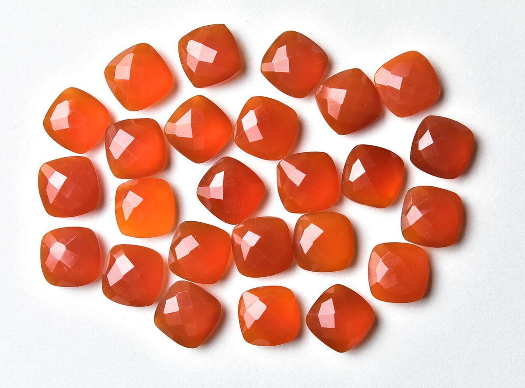 10 MM Red Onyx Cushion Shape, Gemstone Faceted Briolette, Pack of 3 ...