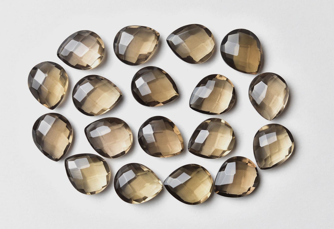 10x12 MM, Smoky Pear Drop Shape Rosecut, Faceted Briolettes Gemstone ...