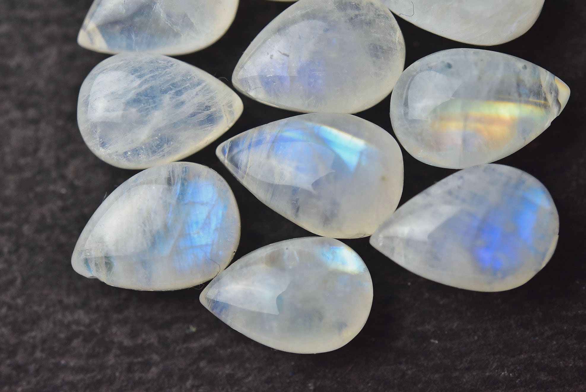Blue Flashes Rainbow Moonstone Beads Smooth Briolettes Pear - Etsy