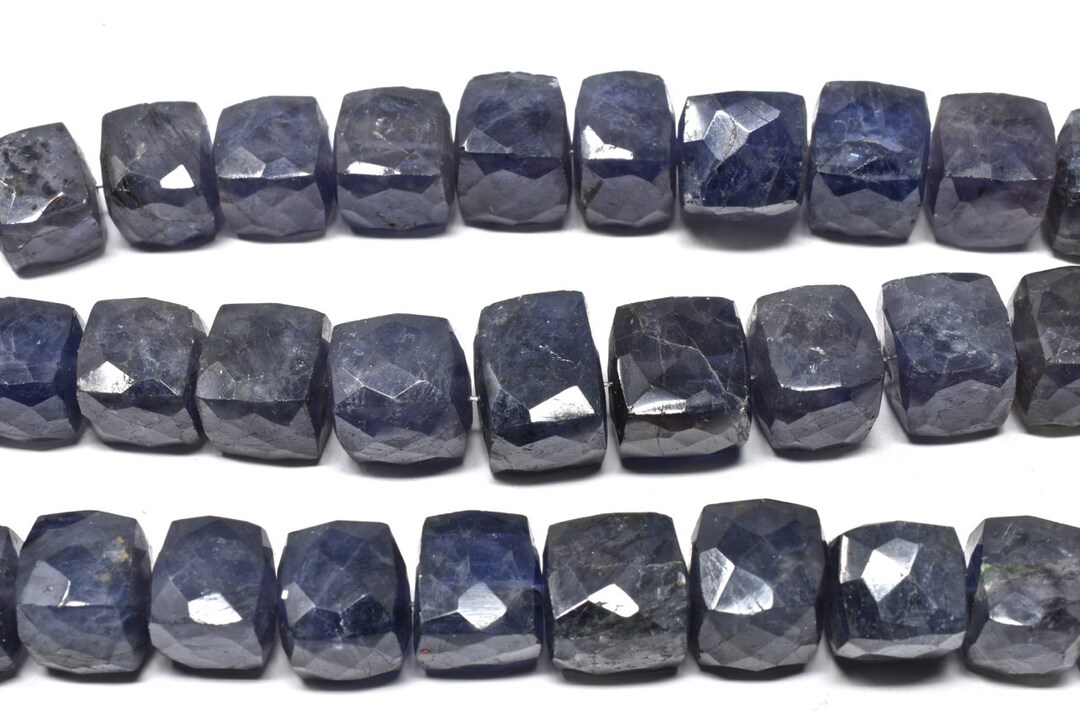 Iolite Faceted Cube Gemstone Beads, Dark Blue Stones, Indian ...