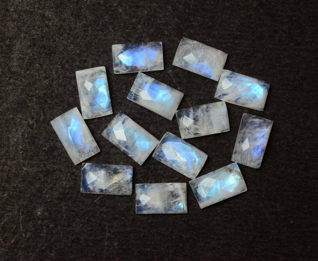 7X12 Mm,rainbow Moonstone Rosecut Rectangle Shape, 3 Pieces Pack ...