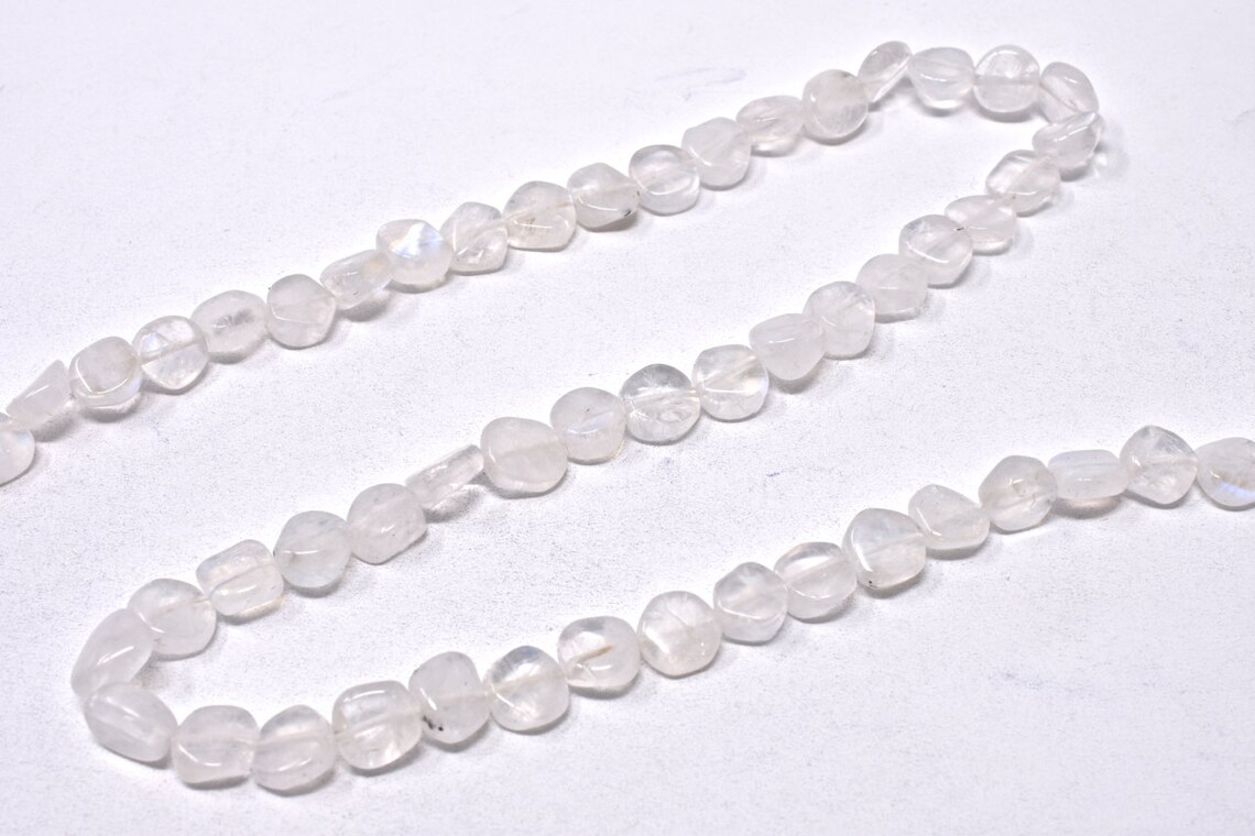 Rainbow Moonstone Coin Shape Gemstone Beads, White Natural Stones ...