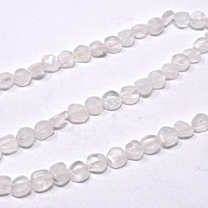Rainbow Moonstone Coin Shape Gemstone Beads, White Natural Stones ...