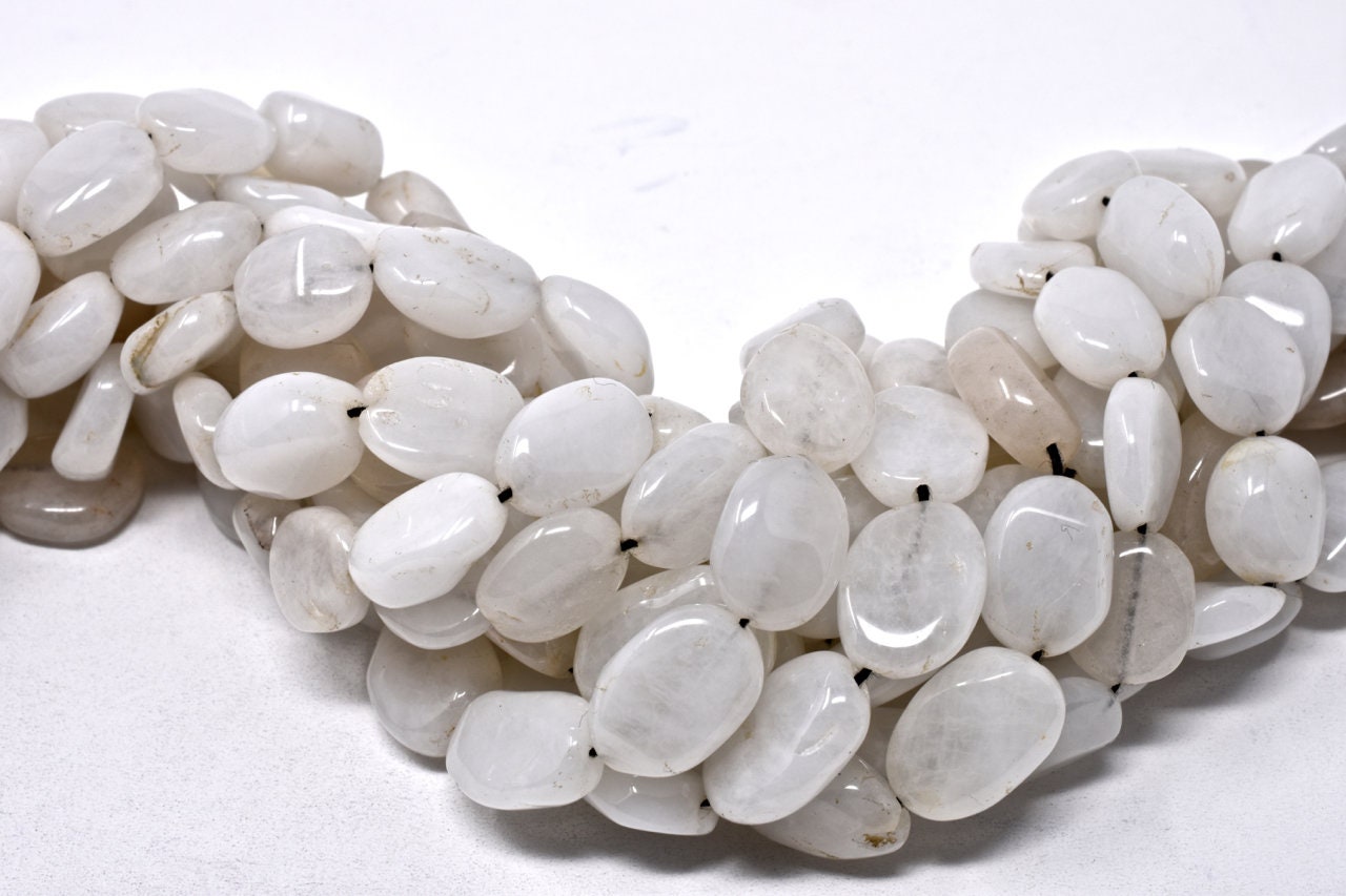 Natural Milky Quartz Oval Gemstone Beads Smooth White | Etsy