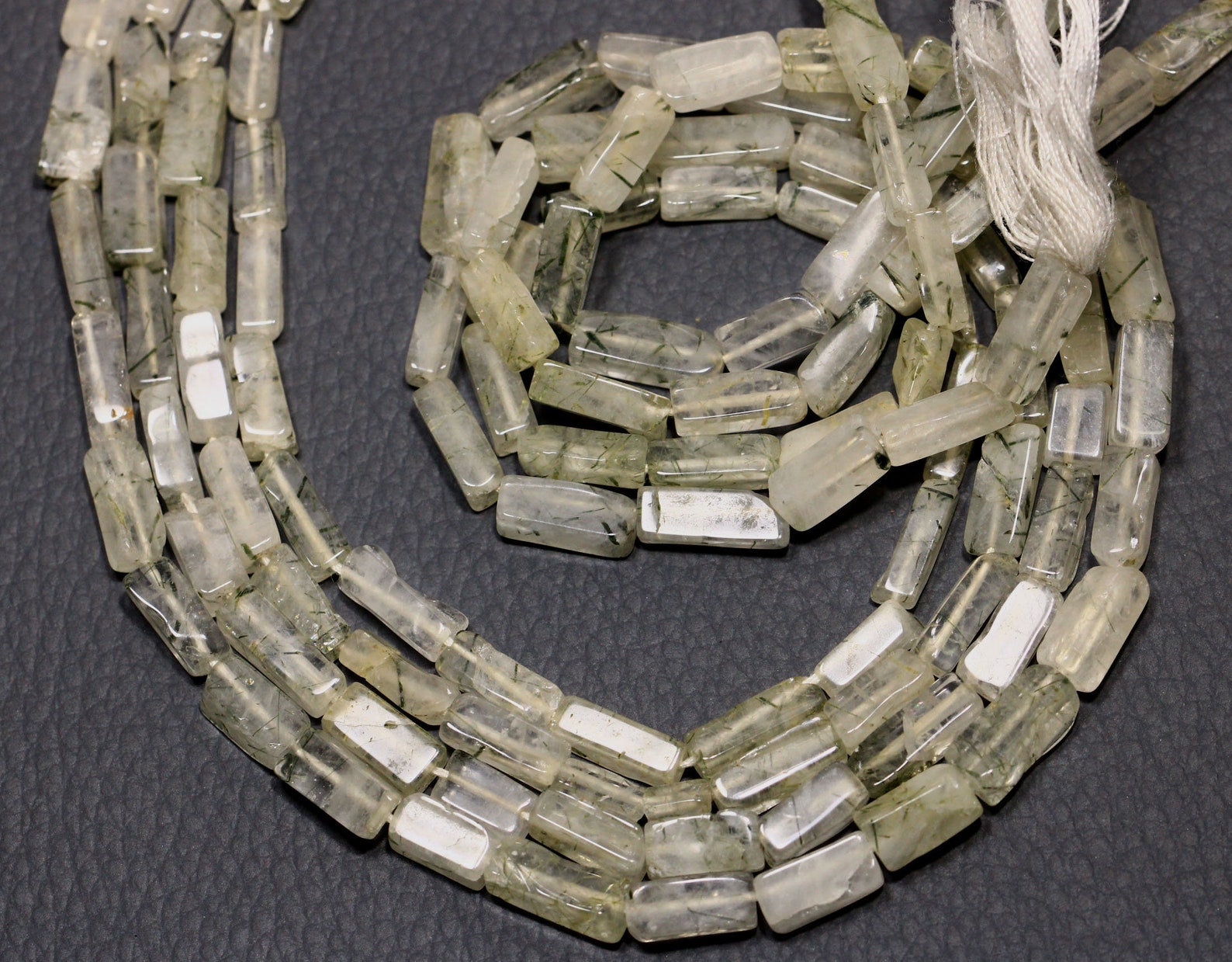 Green Rutile Quartz Smooth Rectangle BeadsNatural Semi | Etsy