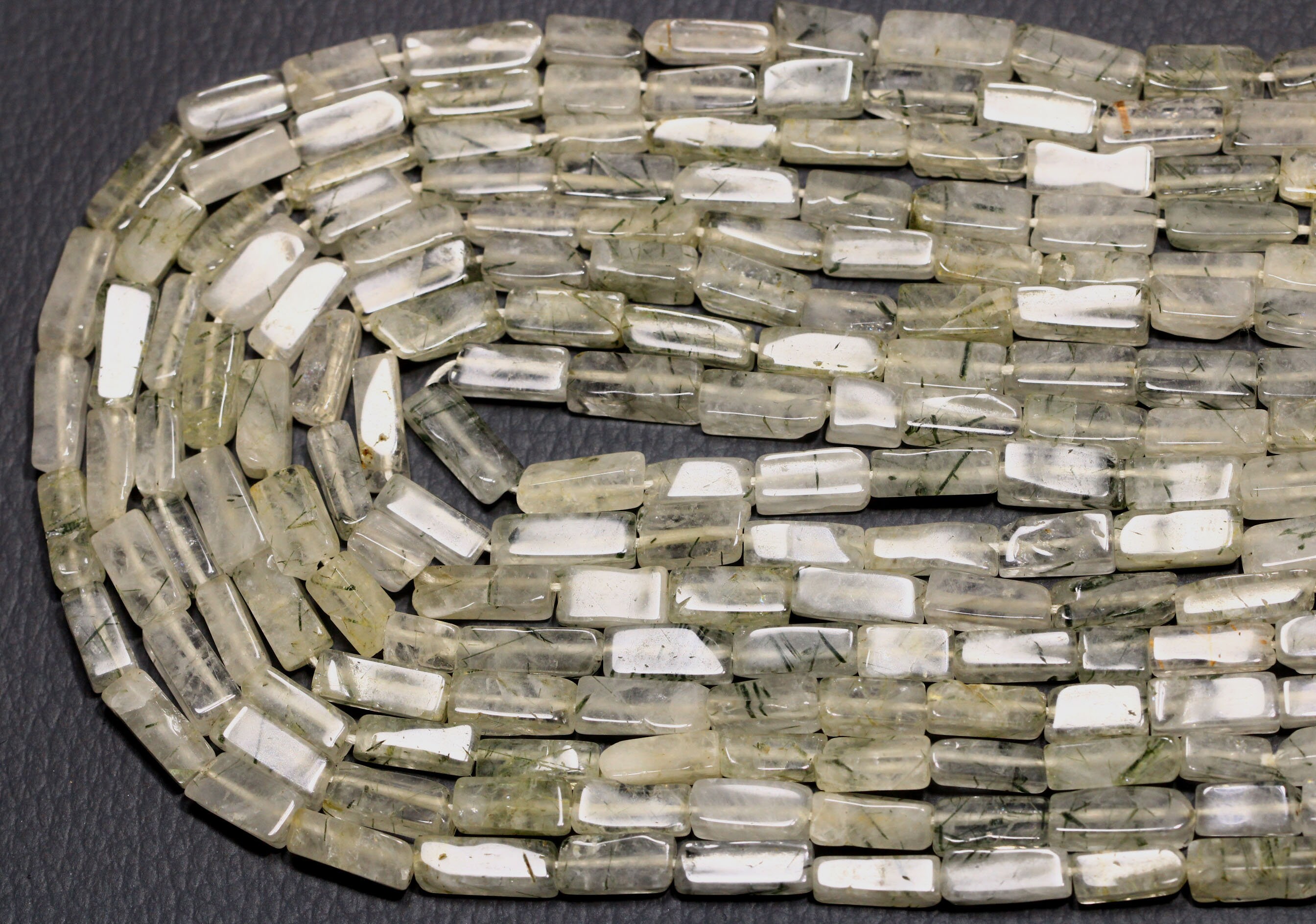 Green Rutile Quartz Smooth Rectangle BeadsNatural Semi | Etsy