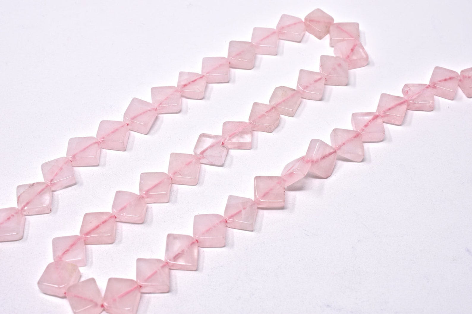 Rose Quartz Square Gemstone Beads, Smooth Pink Stones, Natural ...