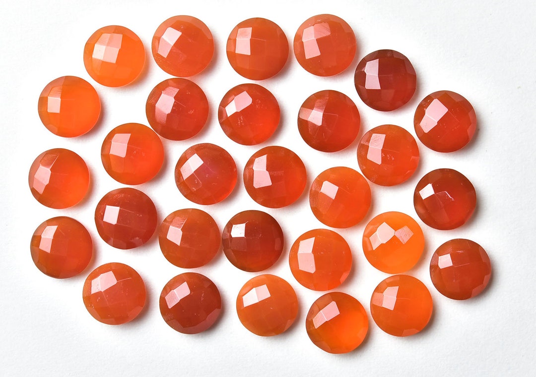 10 MM Red Onyx Round Shape Gemstone Faceted Briolette, Pack of 3 Pieces ...