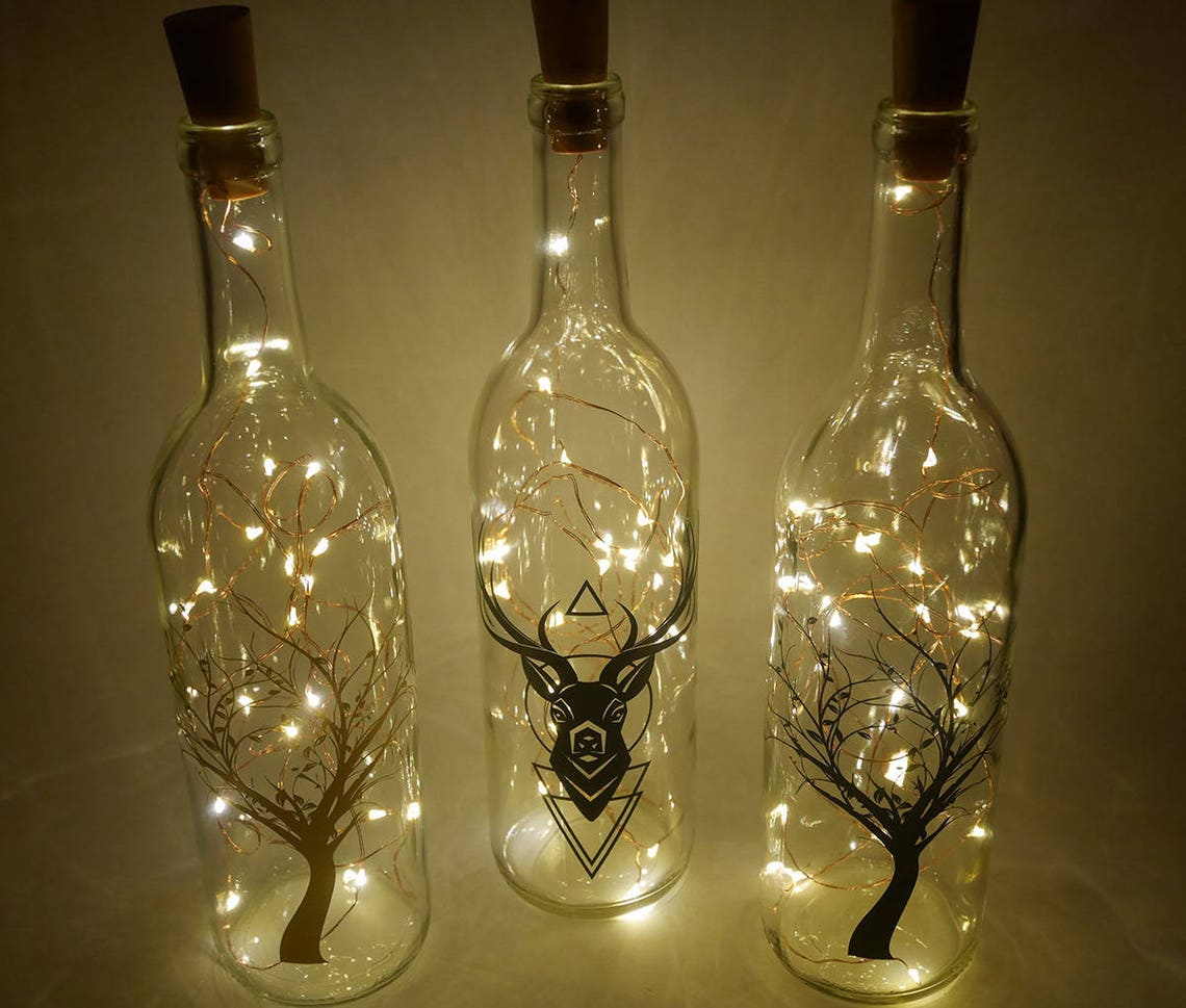 Wine Bottle Light Dear Head String Light Decor Fairy Light - Etsy
