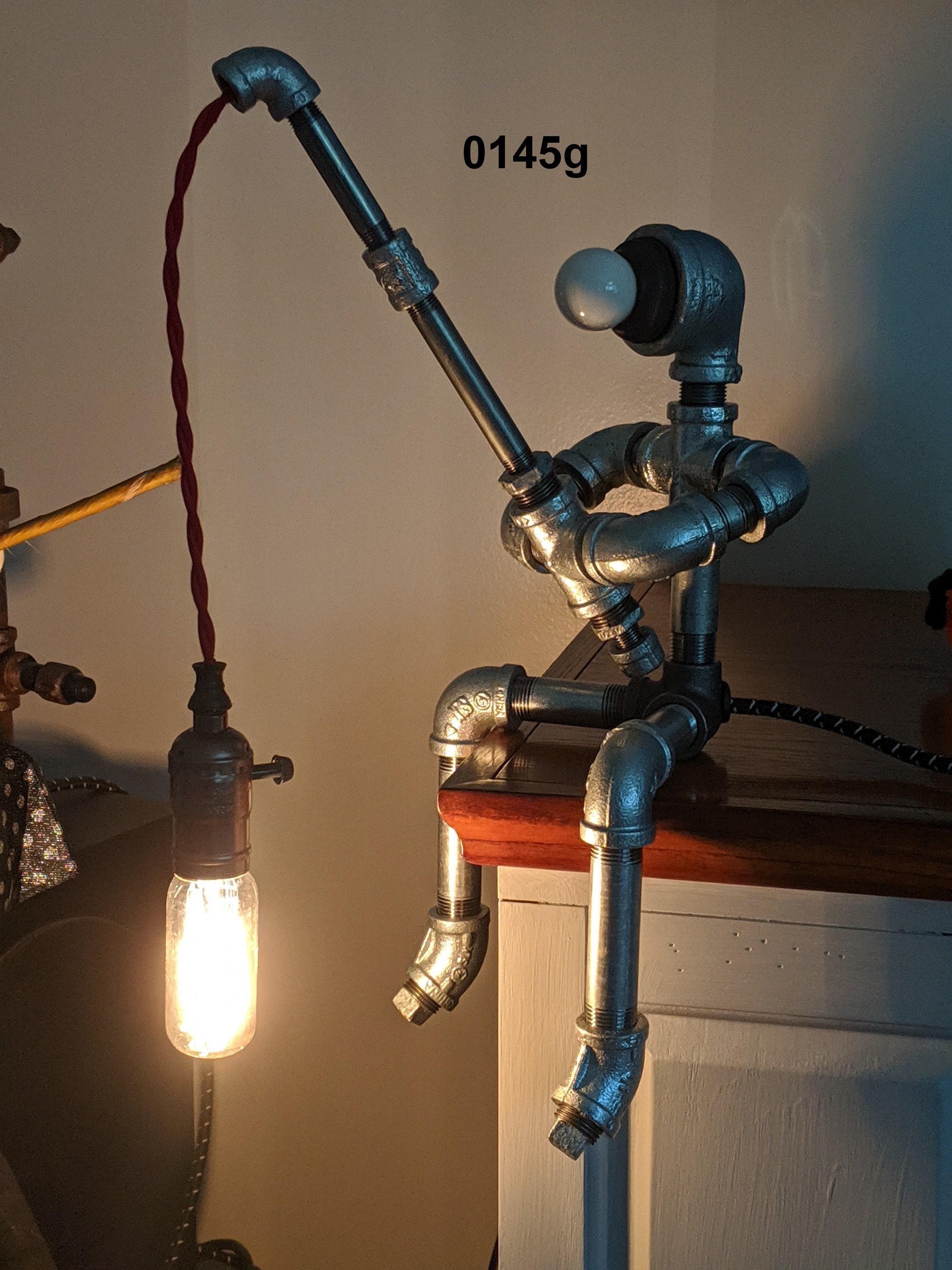 Industrial Pipe Lamp Robot Lamp PipeMan Desk Lamp Table | Etsy