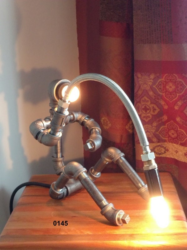 Industrial Pipe Lamp Robot Lamp Pipeman Desk Lamp Table | Etsy