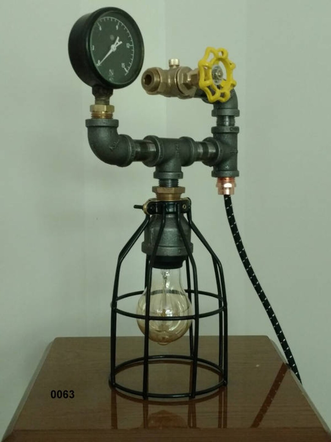 Industrial Pipe Lamp Gauge Lamp Cage Lamp Edison Lamp, Desk Lamp, Table ...