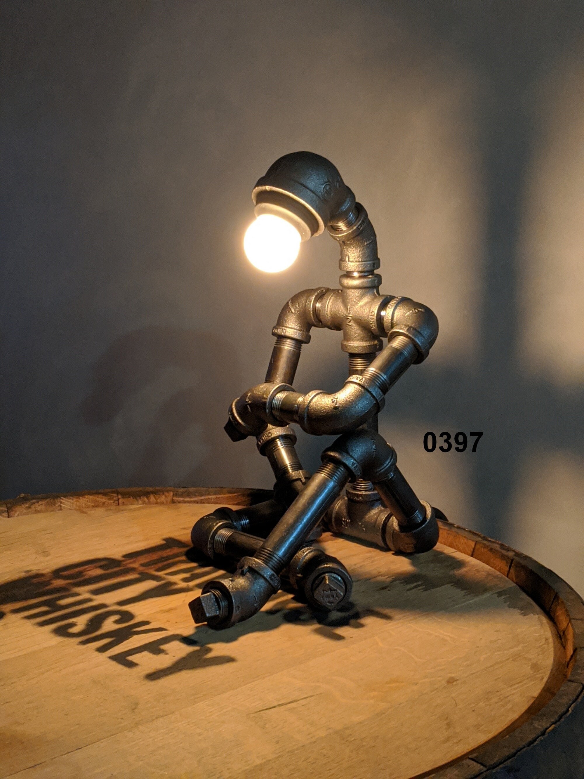 Industrial Pipe Lamp Robot Lamp Pipeman Desk Lamp Table | Etsy