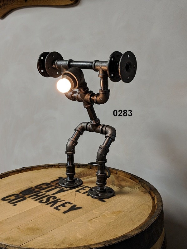 Industrial Pipe Lamp Robot Lamp Pipeman Desk Lamp Table | Etsy