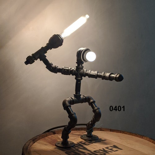 Industrial Pipe Lamp Pipe Lamp Pipeman Robot Lamp Desk - Etsy