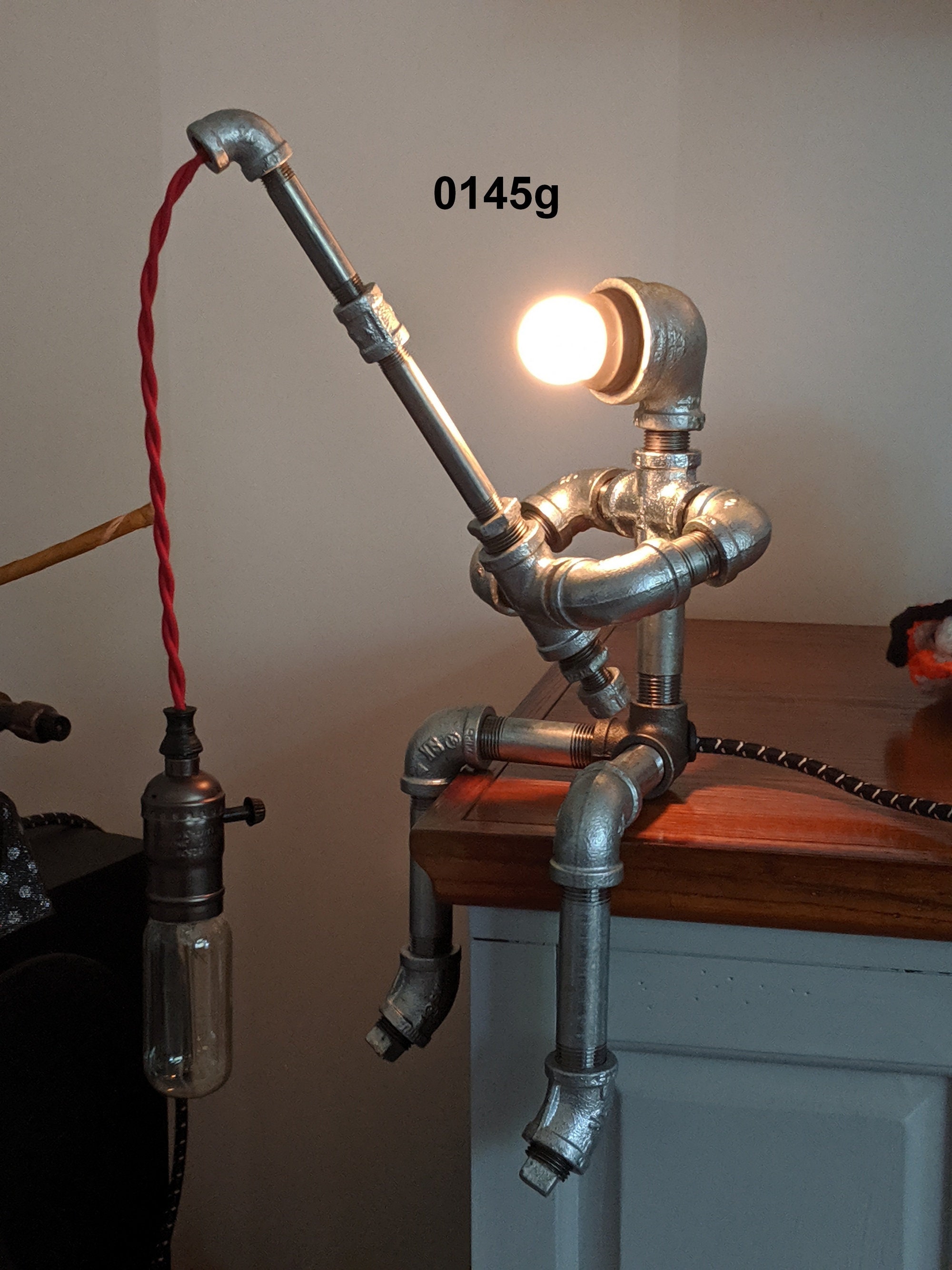 Industrial Pipe Lamp Robot Lamp Pipeman Desk Lamp Table - Etsy UK